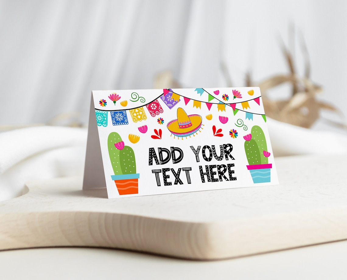 Editable Fiesta Birthday Food Label, Mexican Theme Food Tent Cards ...