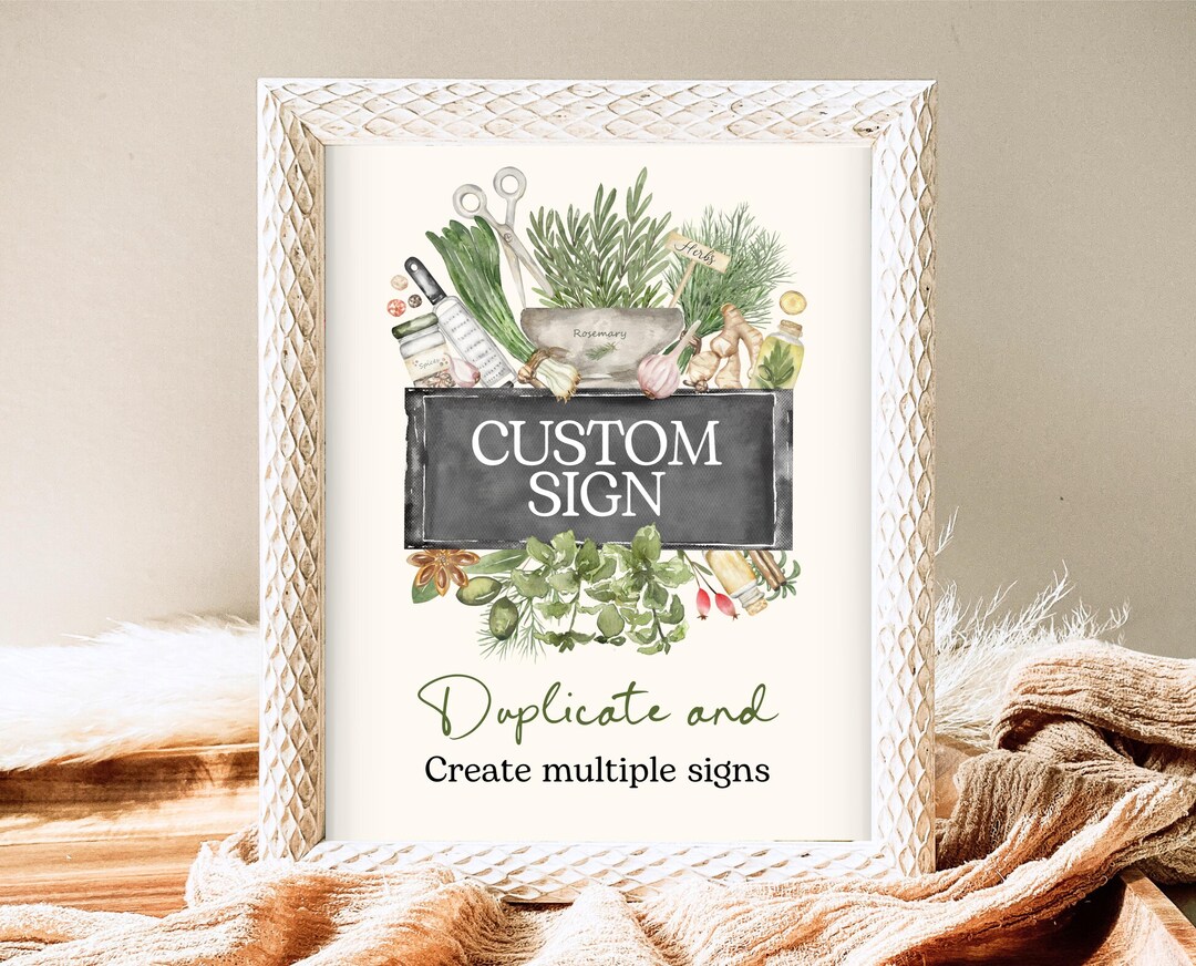 Herbs and Spices Baby Shower Sign: Editable Garden Theme (digital ...