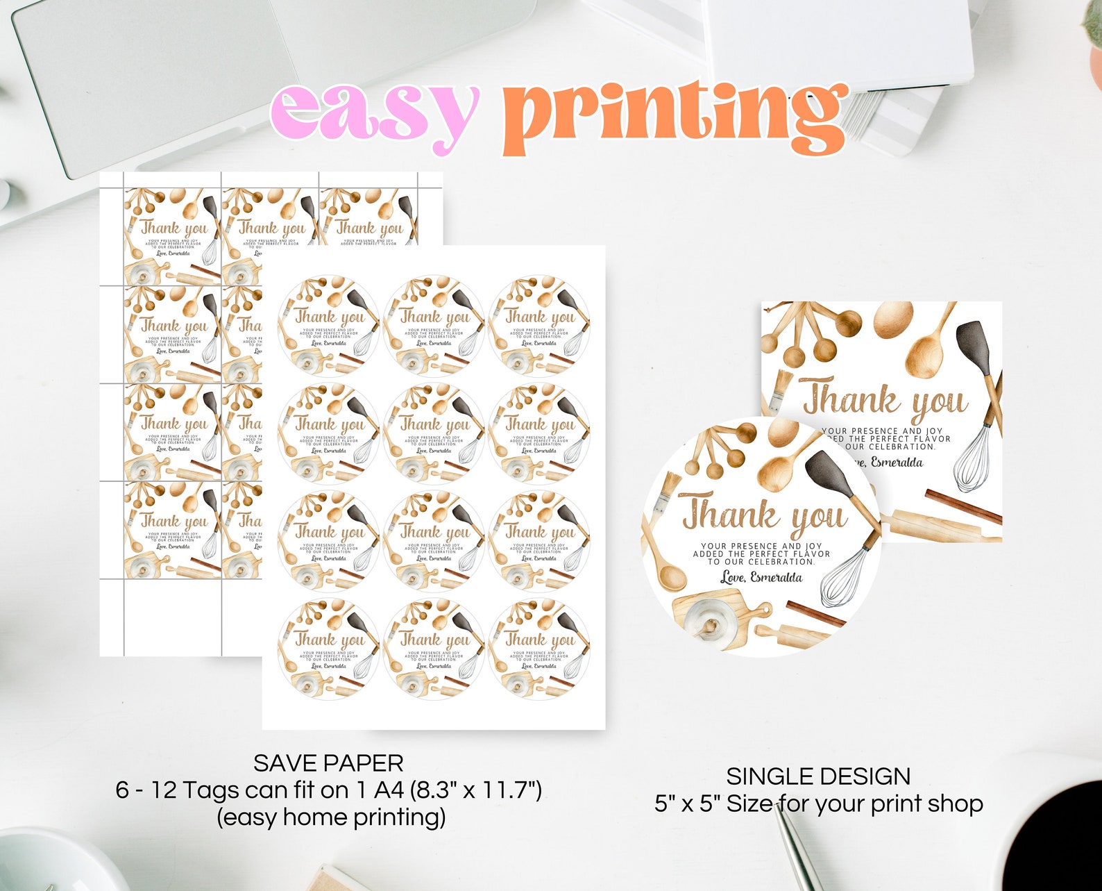 Editable Baking Birthday Favor Tag, Kids Cooking Party Decorations ...