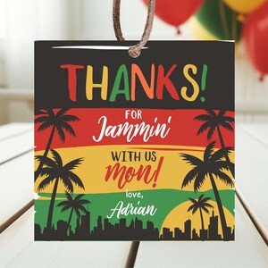 Editable Reggae Birthday Favor Tag Template, Reggae 1st Birthday Party ...