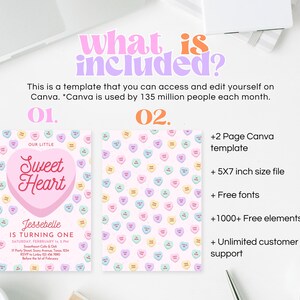 Editable Sweetheart Candy Birthday Invitation: Valentine's Theme ...