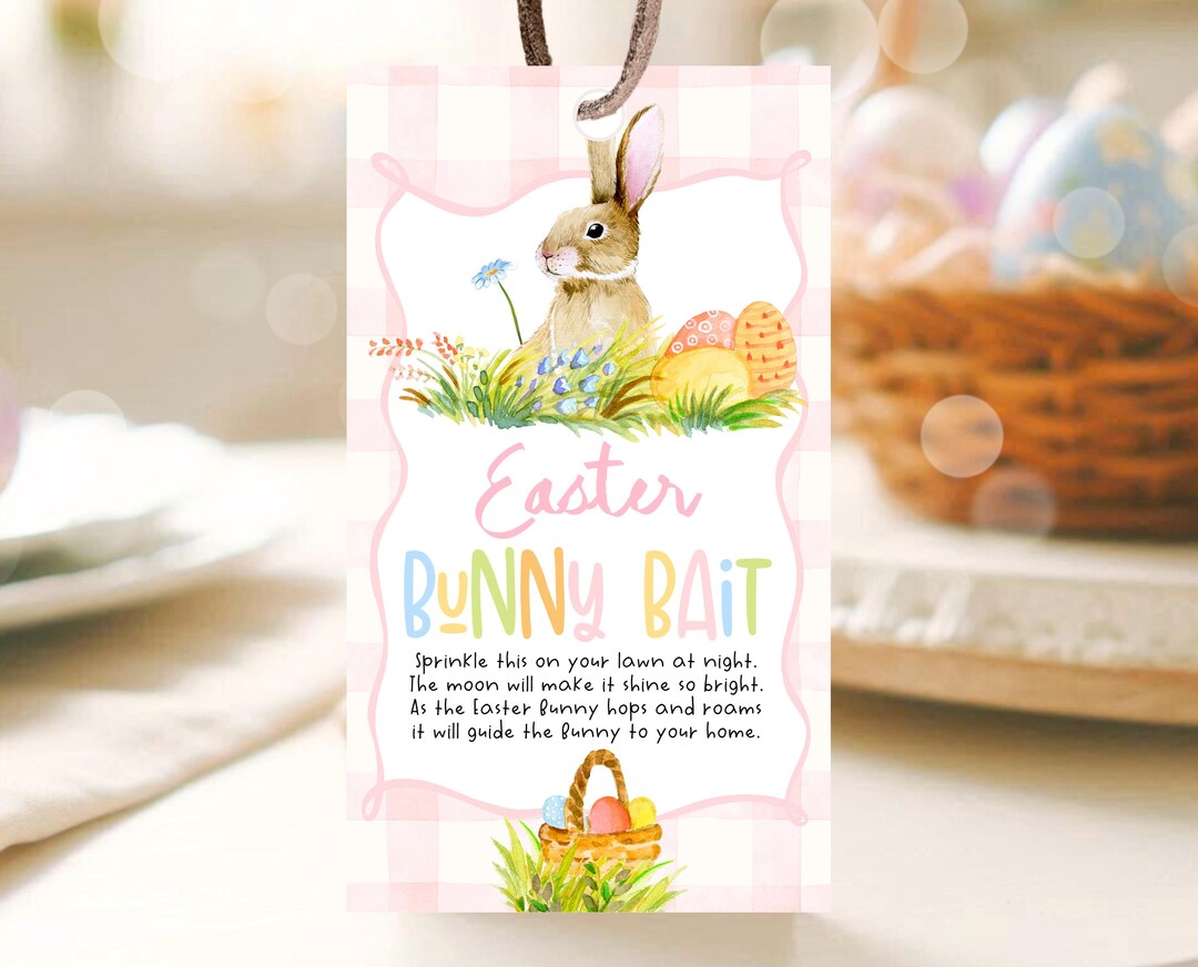Editable Easter Bunny Bait Tag, Easter Bunny Food Tag, Easter Basket ...