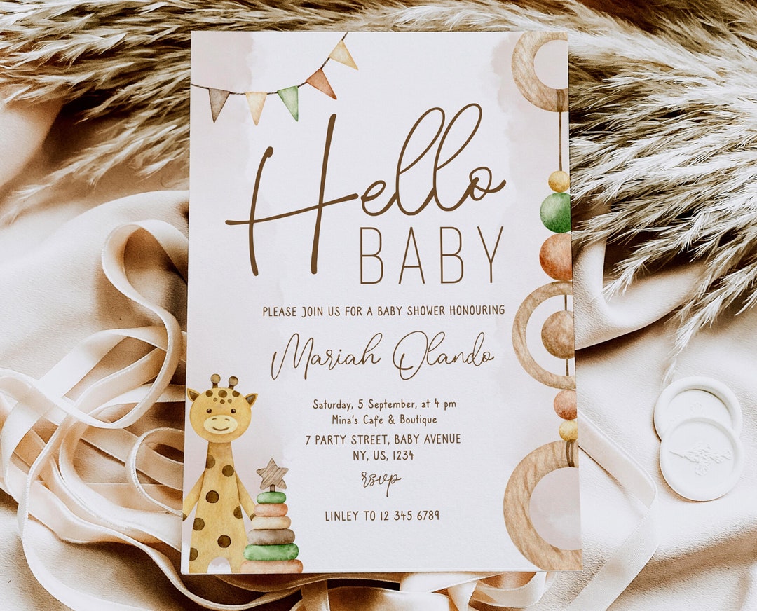 Editable Boho Baby Shower Invitation, Bohemian Gender Neutral Baby ...