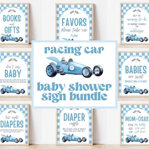 Editable Racing Car Baby Shower Sign Bundle, Vintage Race Car Baby ...
