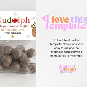 Editable Reindeer Noses Cookie Bag Topper Template, Christmas Treat Bag ...