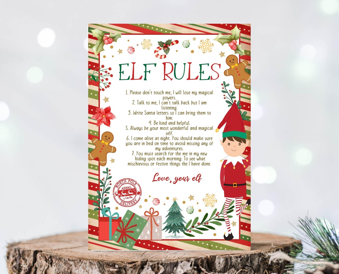 Editable Christmas Elf Magic Rules for Kids Template, Do Not Touch Me ...