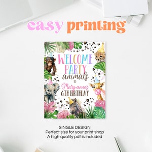 Editable Party Animals Welcome Sign Template, Party Animals Sign, Zoo ...