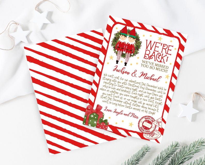 Editable 2 Boy Elves Arrival Letter, Christmas Elf Welcome Letter ...