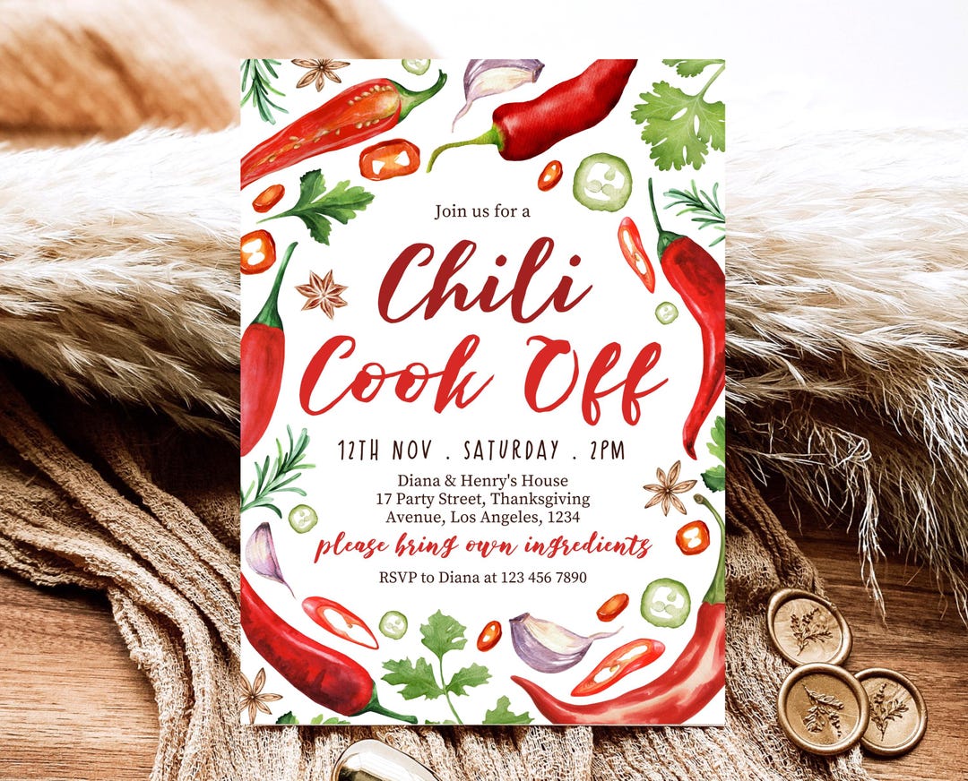 Editable Chili Cook off Invitation, Chili Party, Friendsgiving ...