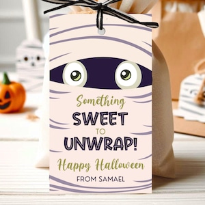 Editable Halloween Mummy Favor Tag, Halloween Mummy Tag, Halloween ...