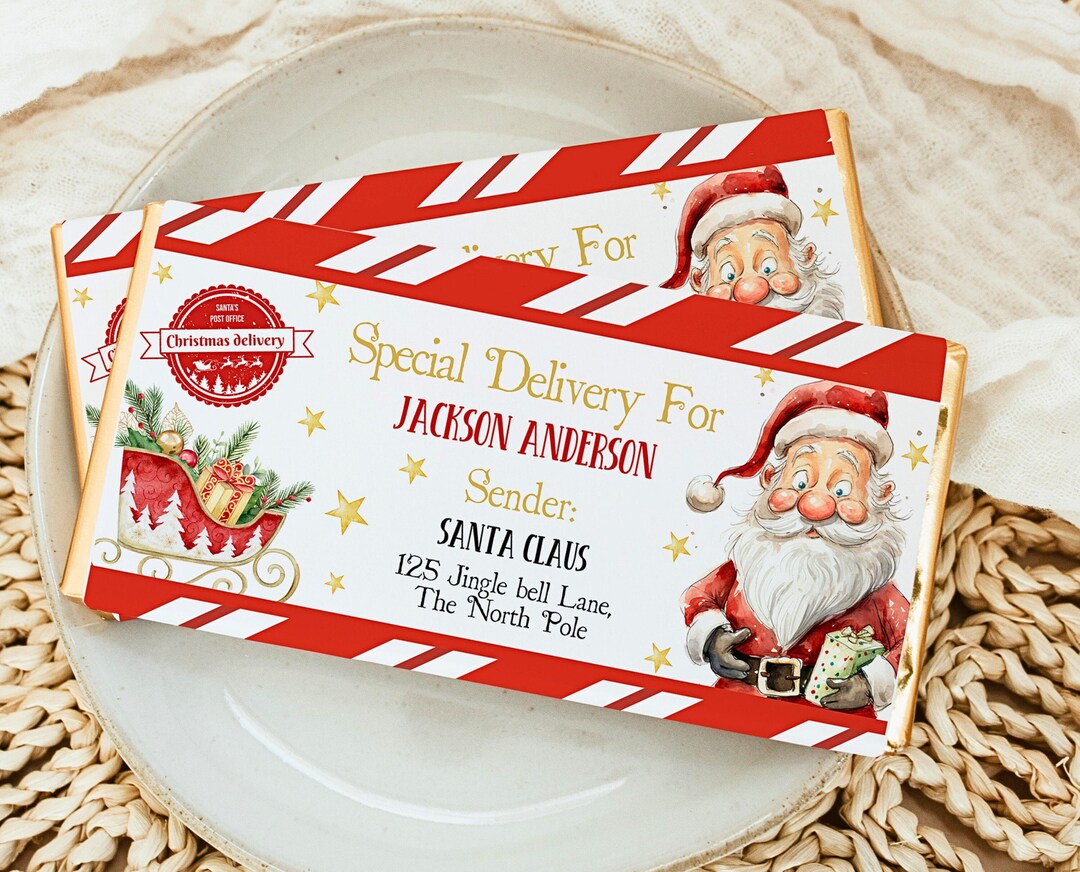 Editable Christmas Candy Bar Wrapper Template, Christmas Chocolate ...