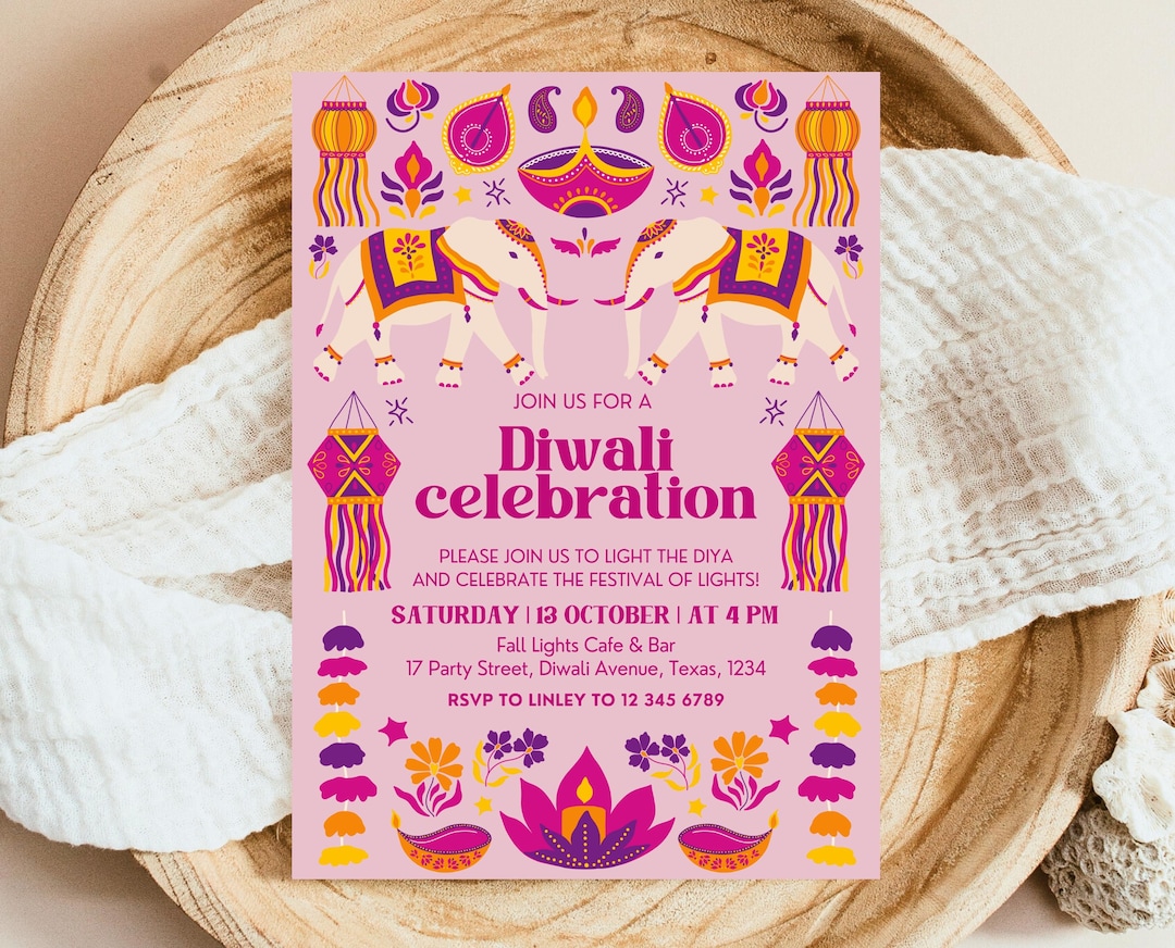 Editable Diwali Celebration Invitation, Diwali Party Invitation, Hindu ...