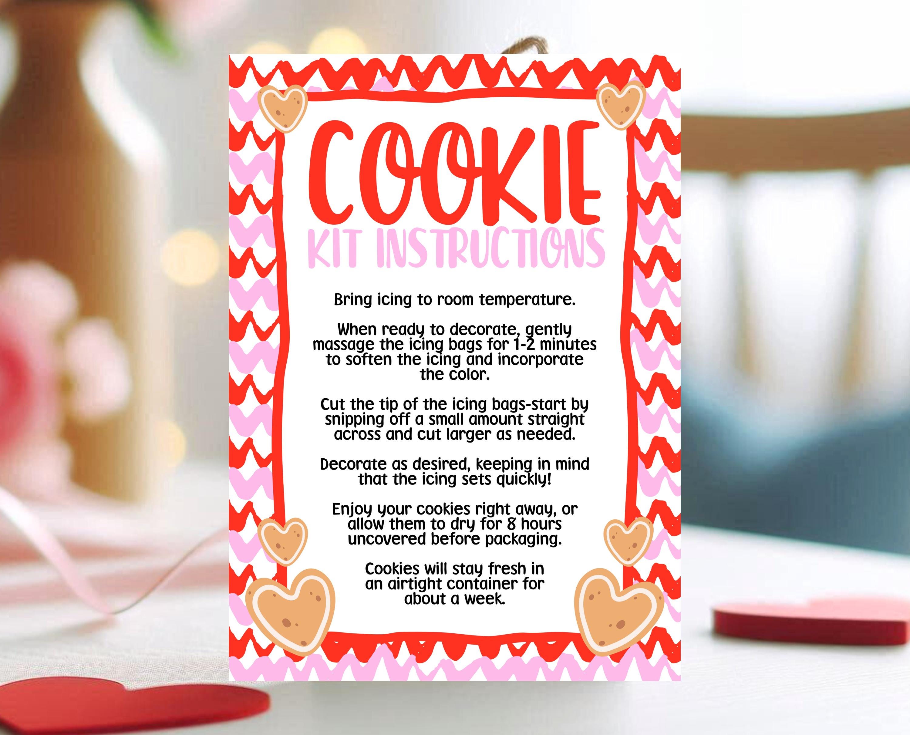Editable Valentine Cookie Kit Instructions Card (printable, Instant ...