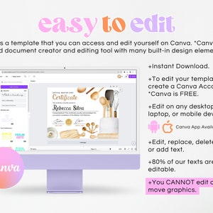 Editable Chef Certificate for Kids, Little Chef Certificate, Kids Chef ...