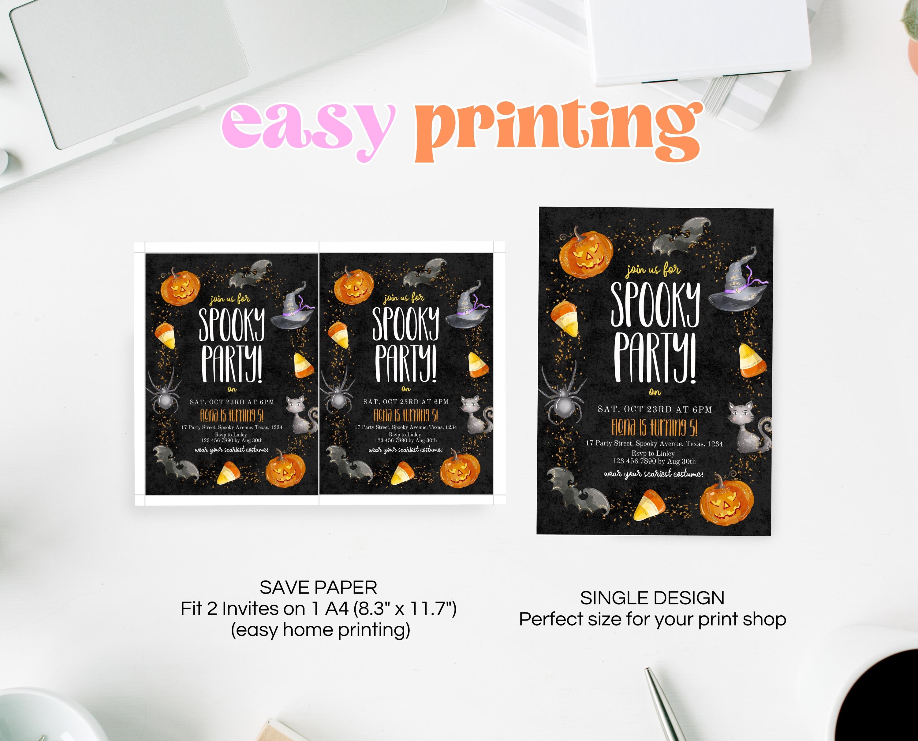 Editable Spooky Party Invitation, Minimal Halloween Invitation ...