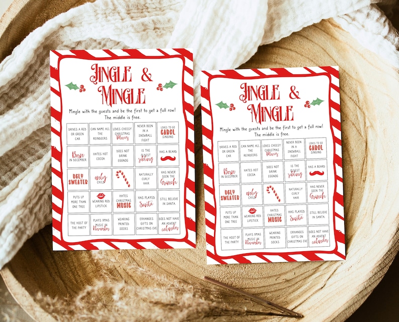 Christmas Bingo Game Template, Printable Christmas Party Games, Festive ...