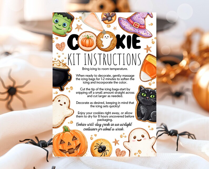 Halloween Cookie Decorating Kit Instructions Card: Spooky DIY Printable ...