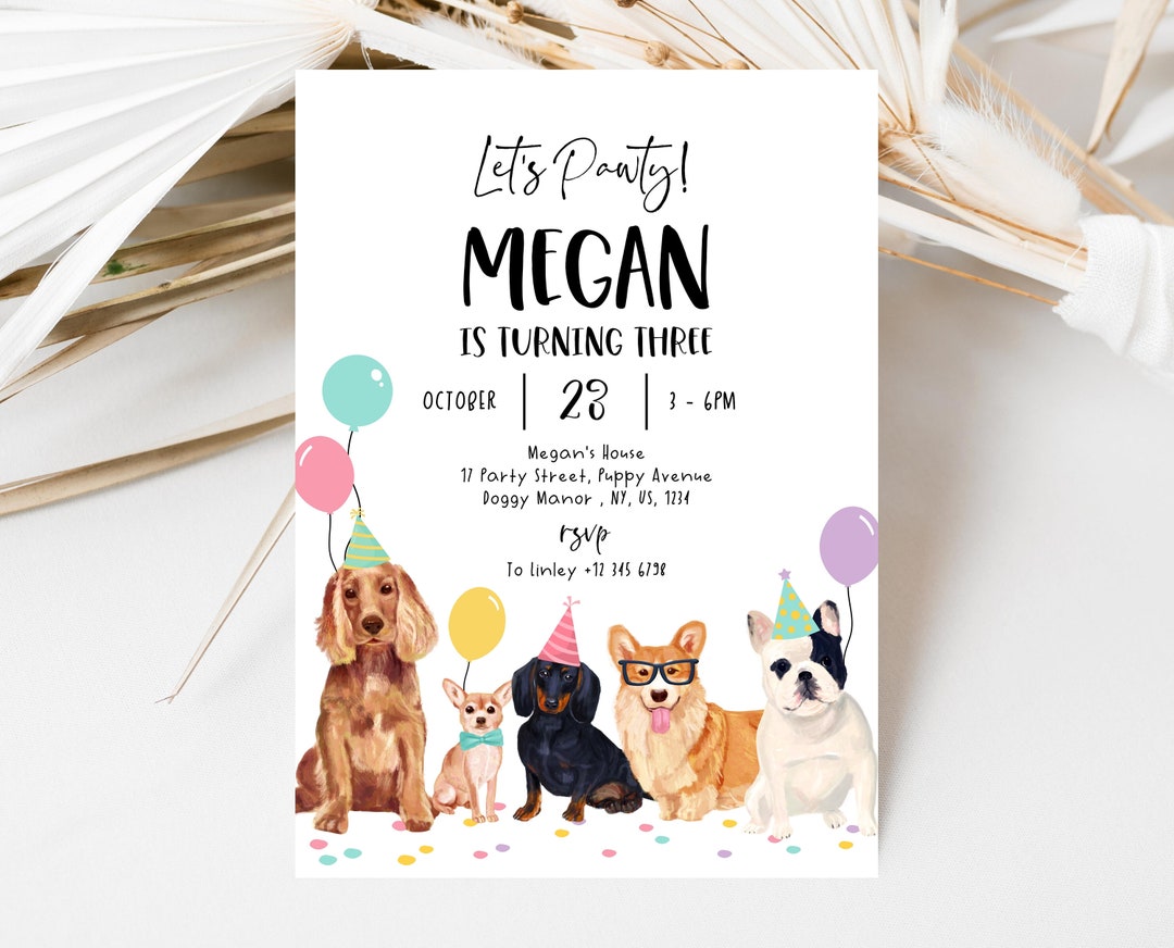 Editable Dog Birthday Party Invitation: Puppy Theme (digital Download ...