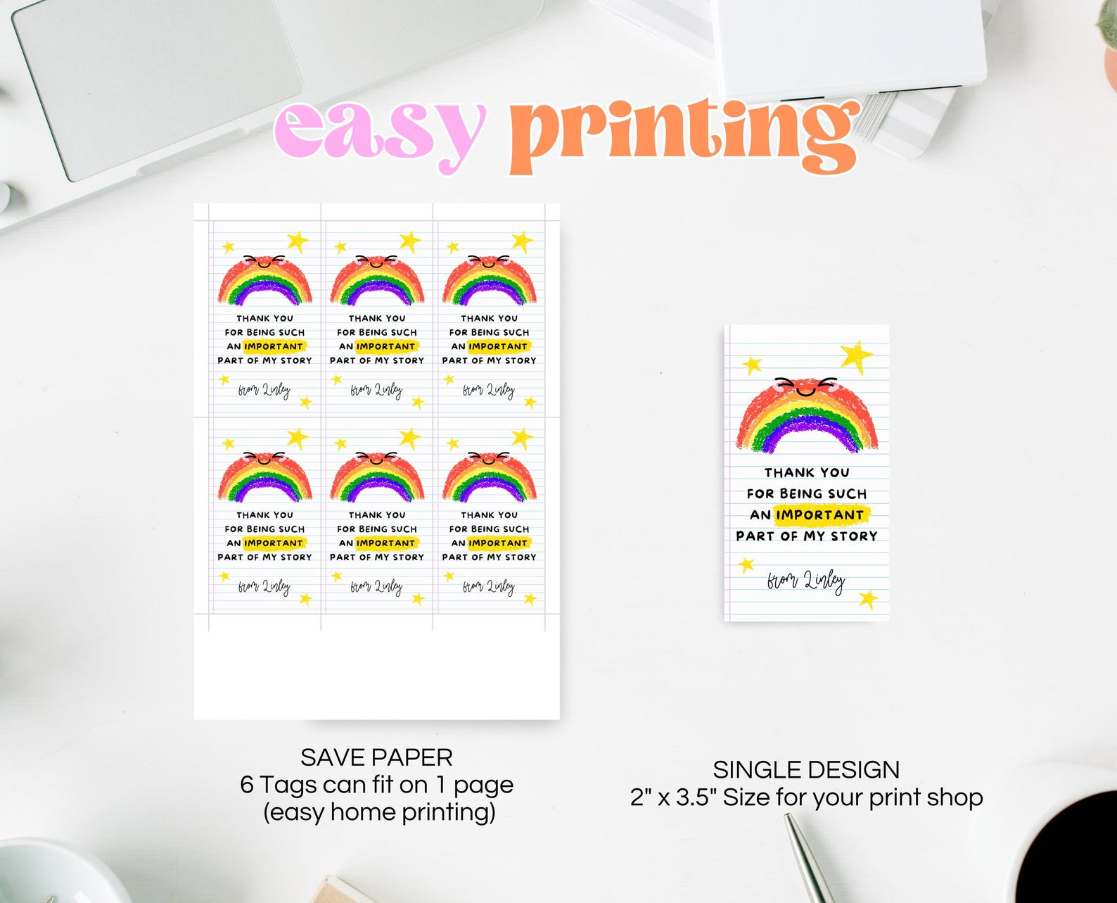Editable Rainbow Teacher Thank You Tag (digital Download) - Etsy