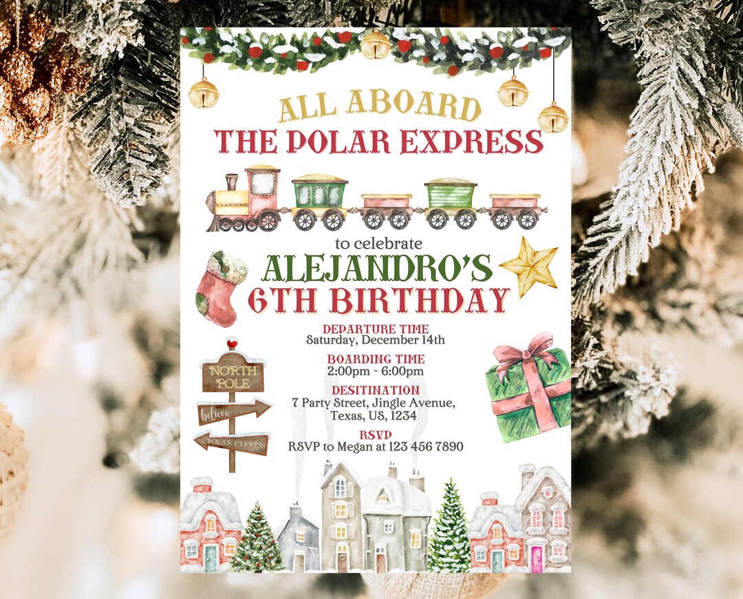 Editable Polar Express Train Invitation Template, Christmas Birthday ...