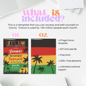Editable Reggae Birthday Invitation, Reggae First Birthday Party Invite ...