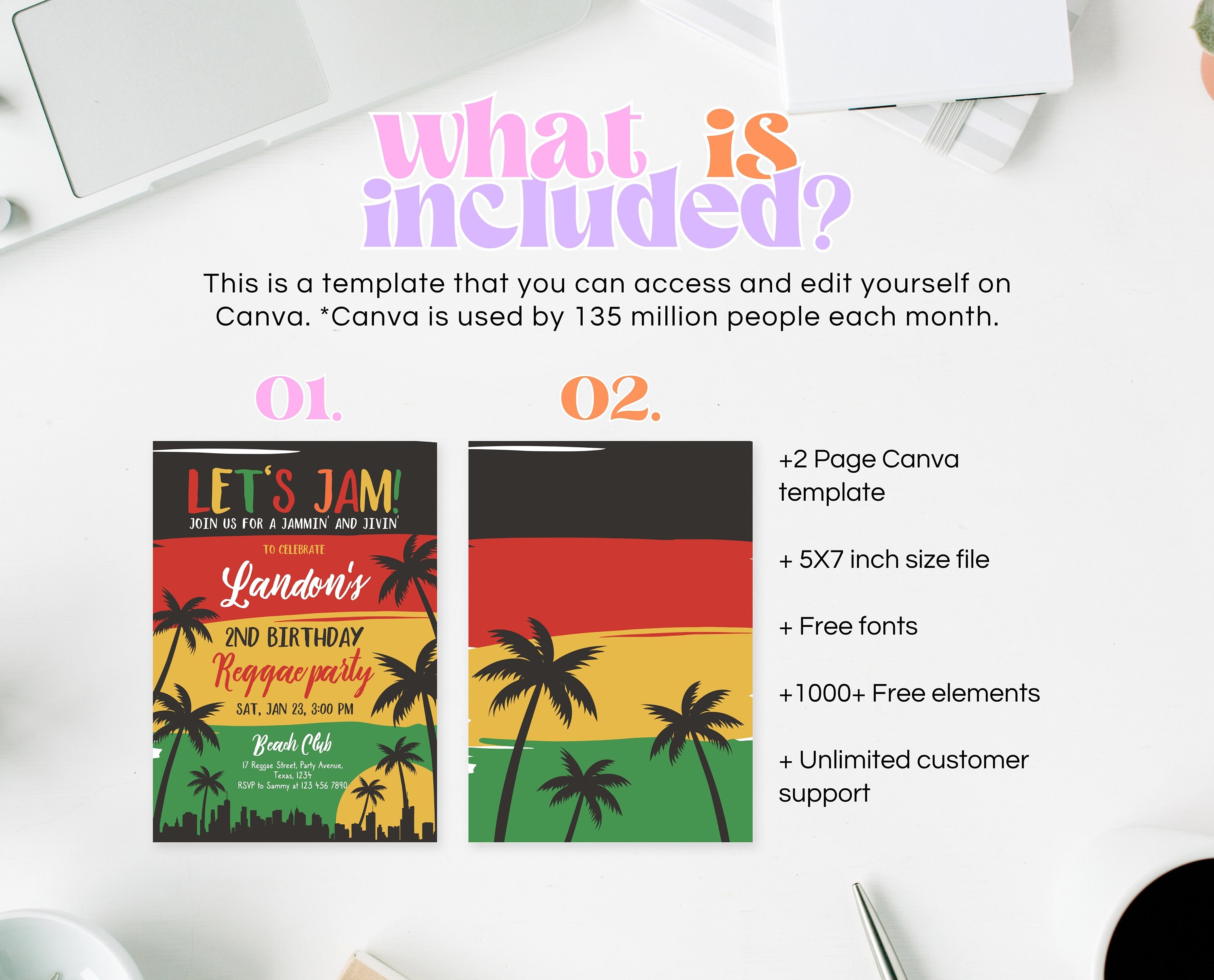 Editable Reggae Birthday Invitation, Reggae First Birthday Party Invite ...
