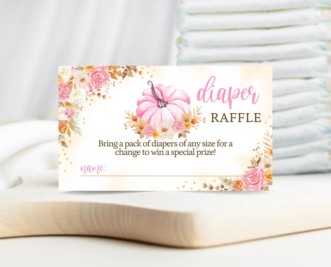 Diaper Raffle Ticket Fall Baby Shower, Pink Pumpkin Baby Shower, Fall ...