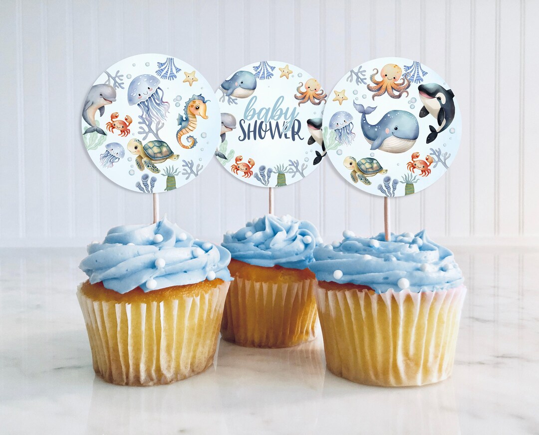 Editable Under the Sea Cupcake Toppers Ocean Animals Baby - Etsy