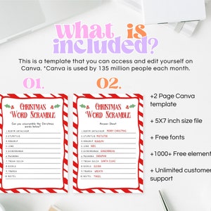 Christmas Word Scramble Game Template, Printable Christmas Party Games ...