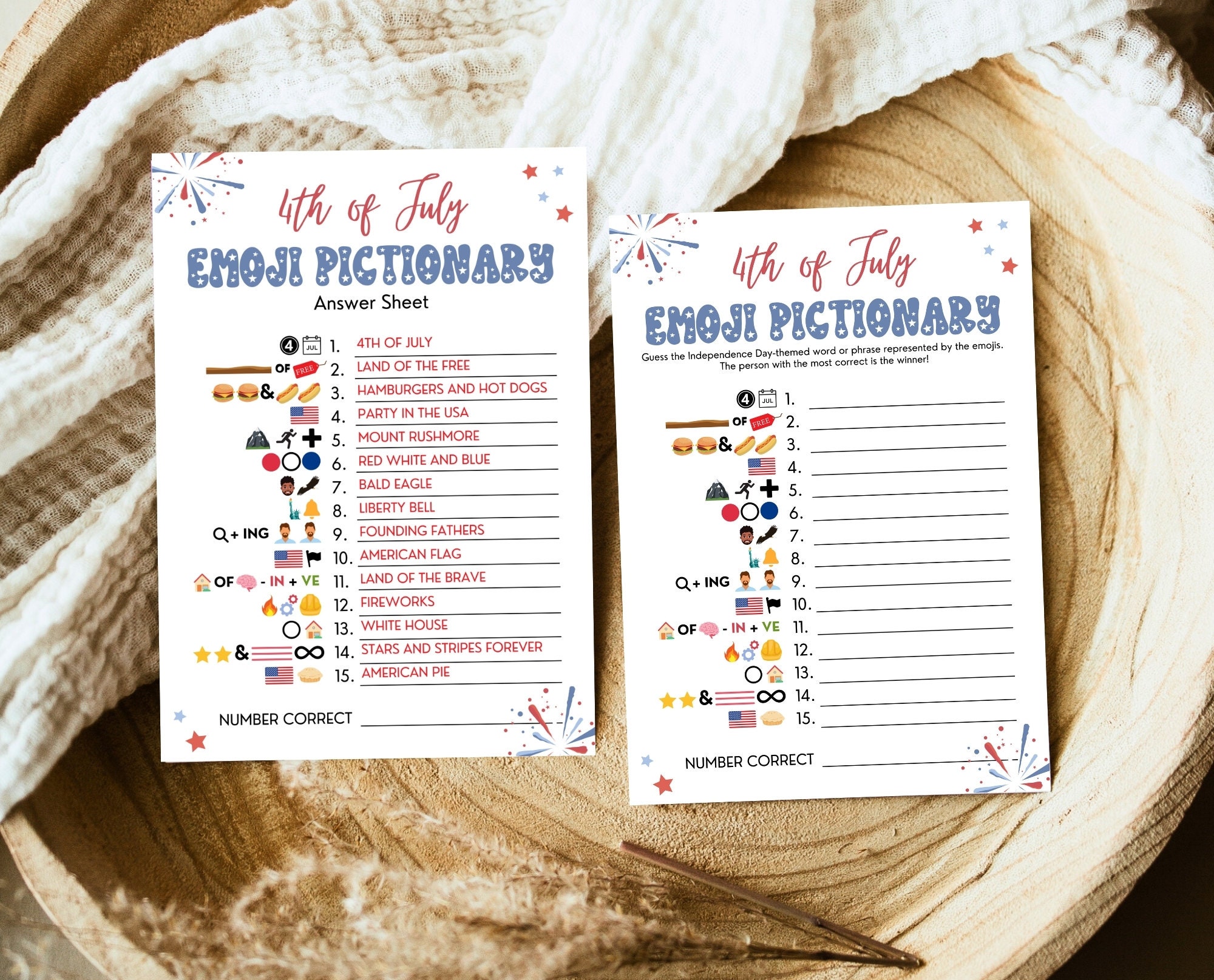 Printable 4th of July Emoji Pictionary Game, July 4th Games ...