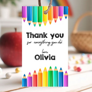 Editable Teacher Appreciation Tag, Teacher Tag, Thank You Gift Tag, End ...