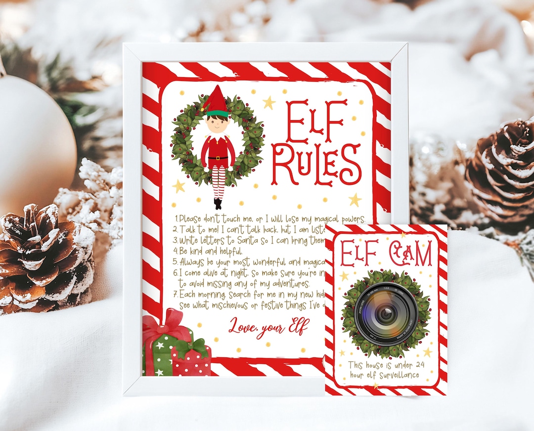 Editable Christmas Elf Rules Sign With Elf Camera, Do Not Touch Me ...