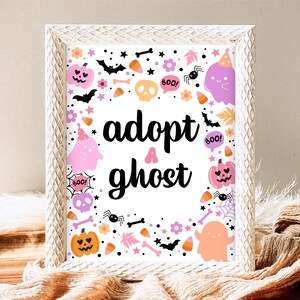 Adopt A Ghost Sign Spooky Birthday, Halloween Birthday Decor Sign ...