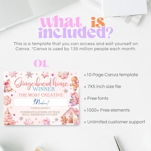 Editable Gingerbread House Award Certificate Template, Pink Christmas ...