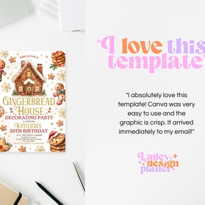 Editable Gingerbread House Birthday Party Invitation, Christmas Cookie ...