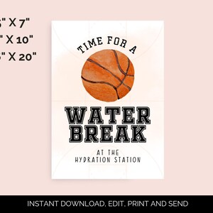 Editable Minimalist Basketball Sign Water Break Basketball - Etsy