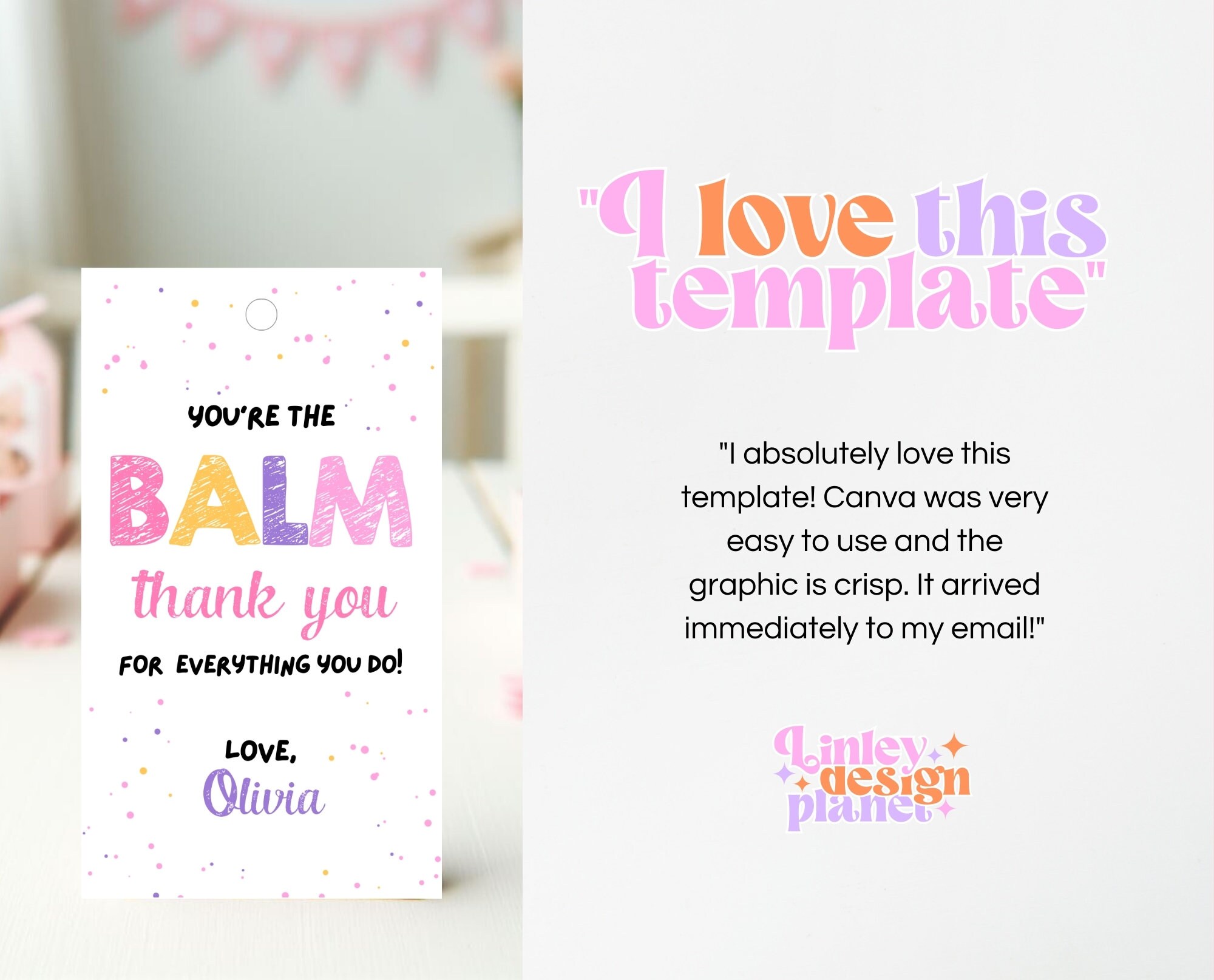 You're the Balm Tag Template, Teacher Gift Tag, Teacher Appreciation ...