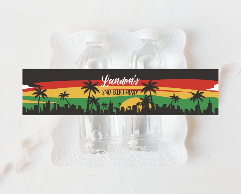 Editable Reggae Birthday Water Bottle Label, Reggae 1st Birthday Labels ...