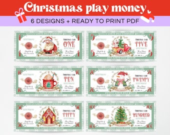 Printable Christmas Money, Ready to Print Christmas Play Money, North ...