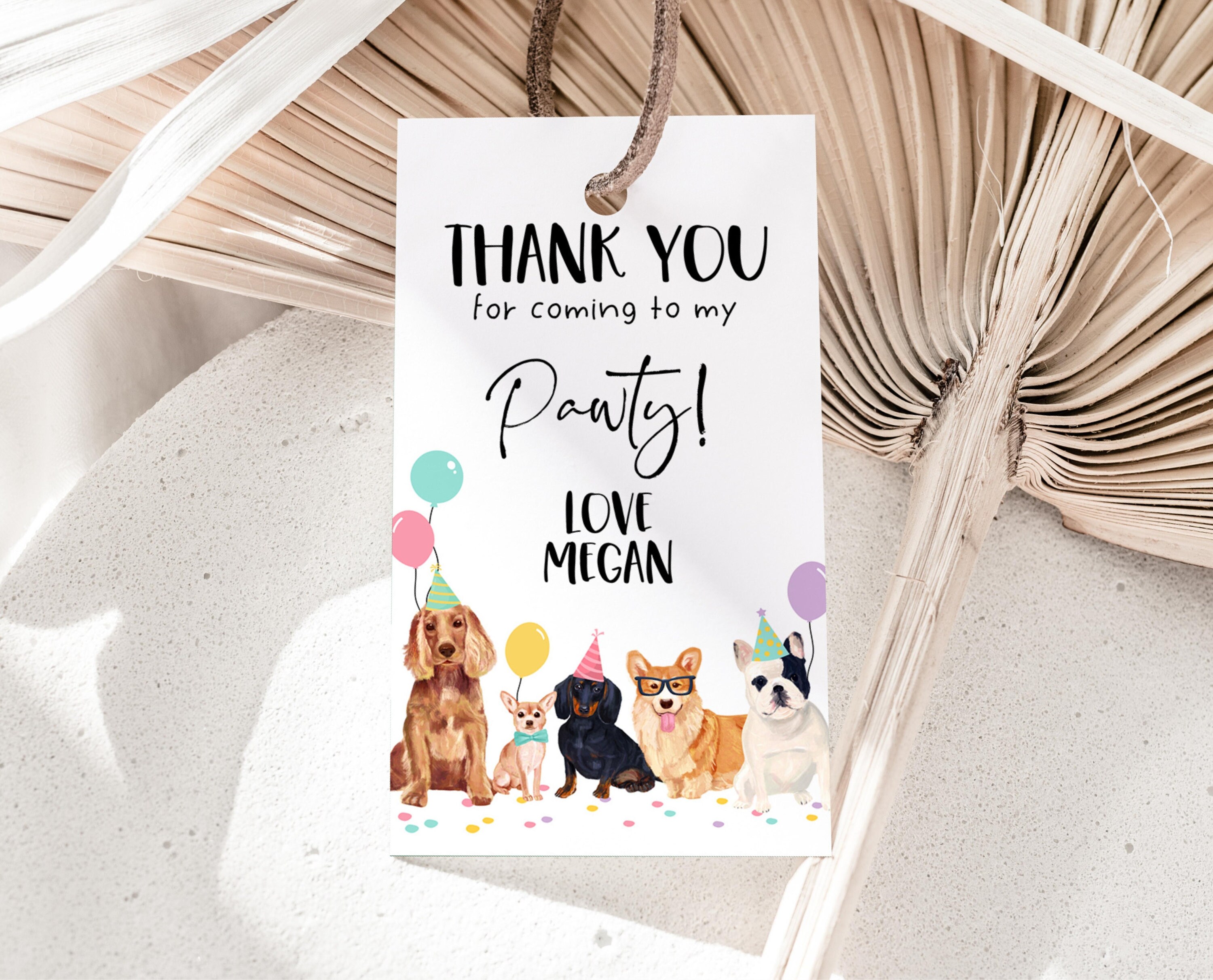 Editable Dog Birthday Party Thank You Favor Tags, Puppies Birthday ...