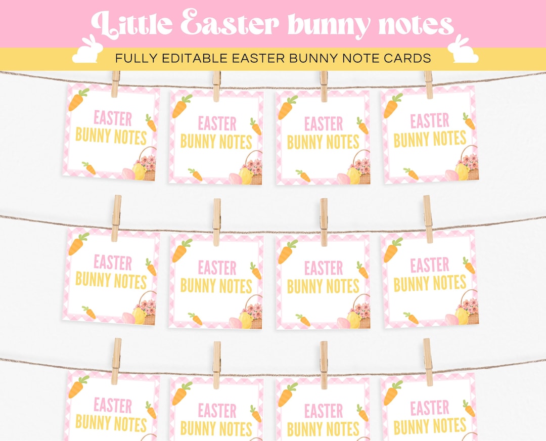 Editable Easter Bunny Note Cards: Egg Hunt Notes (digital Download) - Etsy