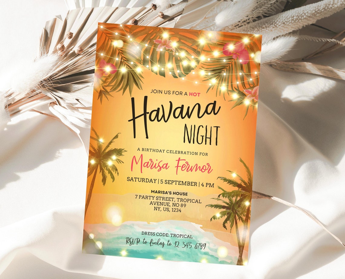 Editable Havana Beach Party Birthday Invitation Tropical - Etsy