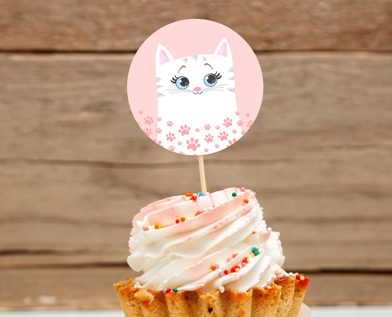 Editable Kitten Birthday Cupcake Toppers Kitty Cat Birthday - Etsy