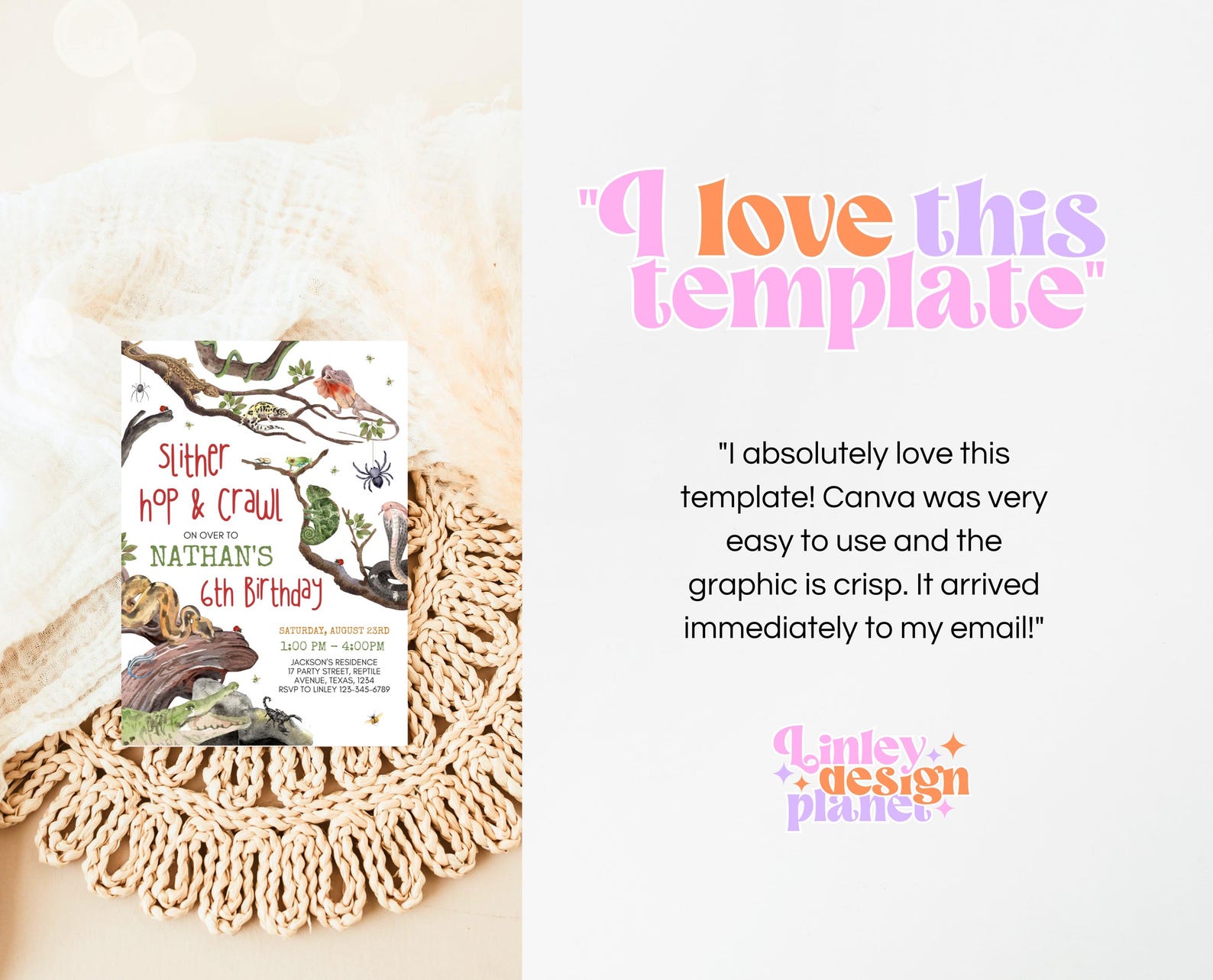 Editable Reptile Birthday Invitation: Snake, Lizard, Crawly Theme ...