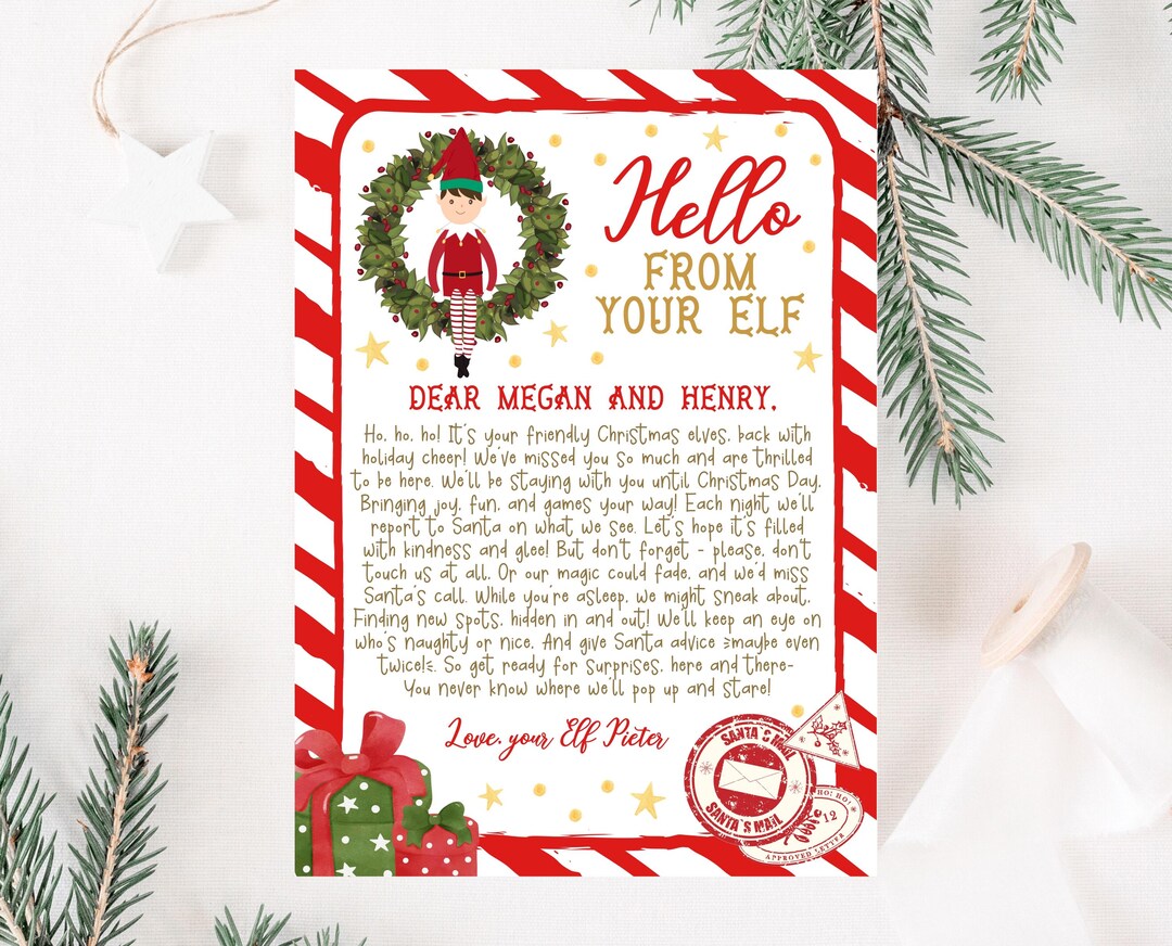 Editable Hello From Your Elf Letter, ELF Return Letter, Christmas Elf ...