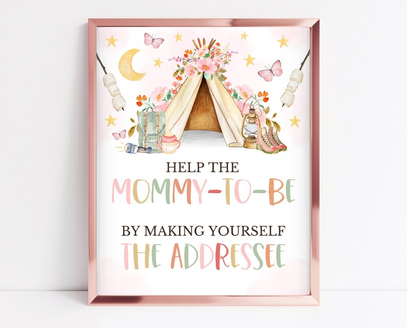 Envelope Station Sign Girl Camping Baby Shower, Camp Baby Shower ...