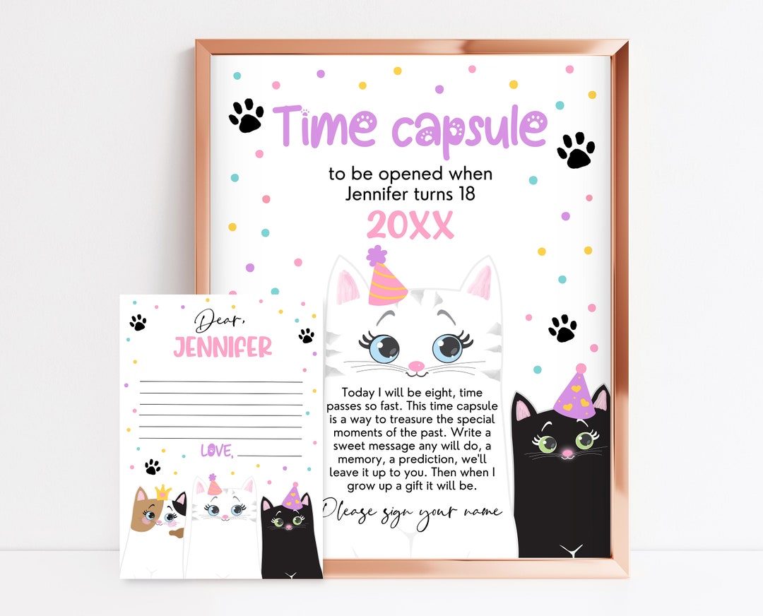 Kitten Time Capsule Birthday Sign Kitty Cat First Birthday - Etsy