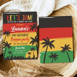 Editable Reggae Birthday Invitation, Reggae First Birthday Party Invite ...