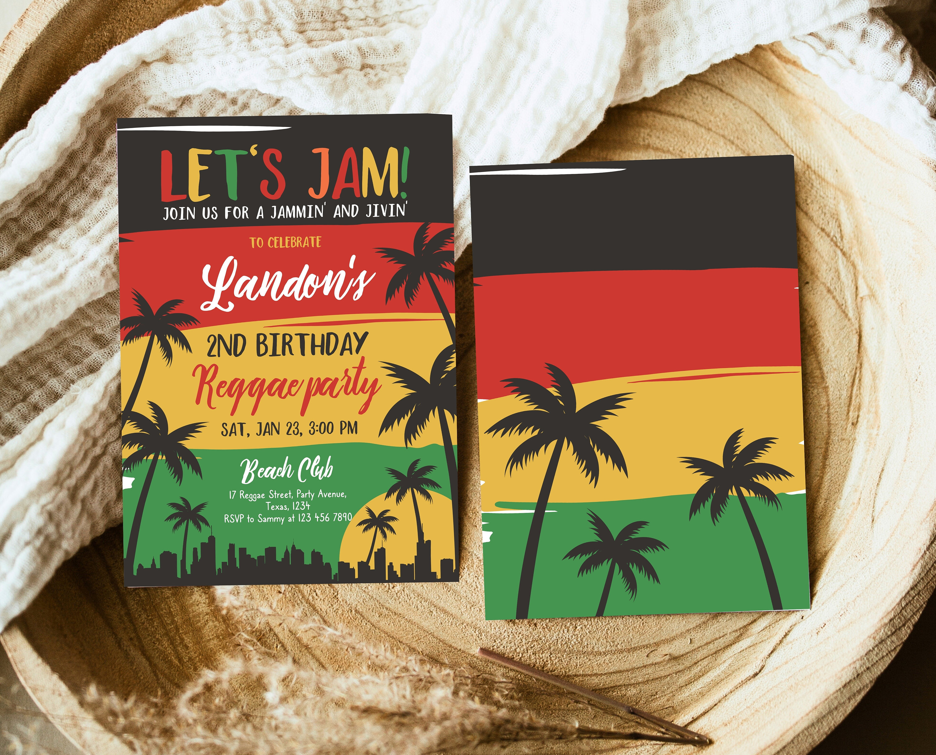 Editable Reggae Birthday Invitation, Reggae First Birthday Party Invite ...
