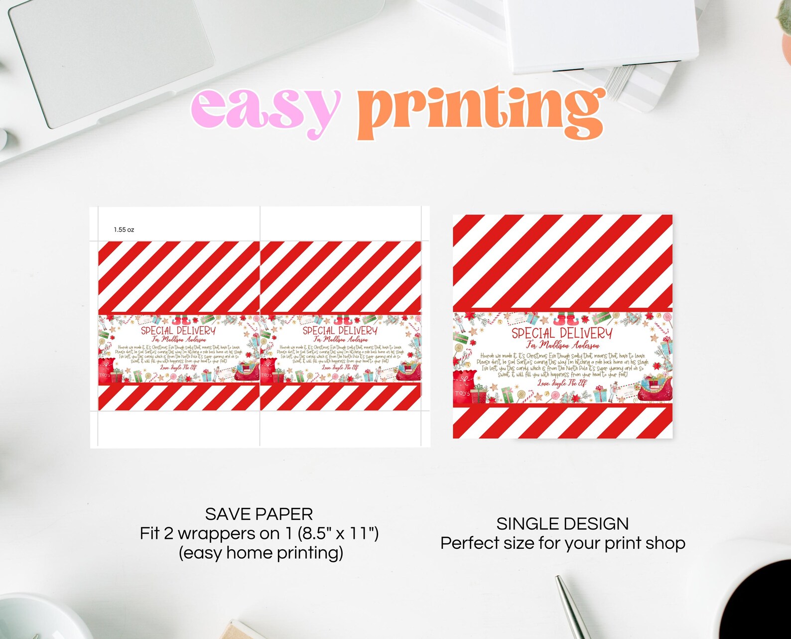 Editable Elf Letter Candy Bar Wrapper, Christmas Eve Chocolate Wrapper ...